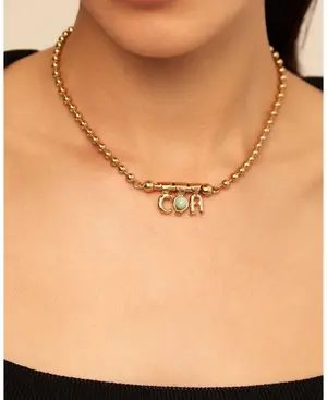 UNODE50 Plated With Amazonite Stone Charm - Gold