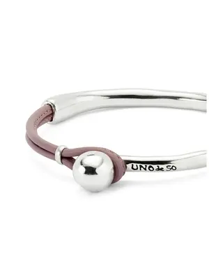 UNODE50 Sterling -plated Semi-rigid Bracelet With Lilac Leather