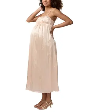 INGRID & ISABEL Satin Slip Maxi Maternity Dress