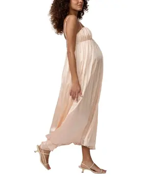 INGRID & ISABEL Satin Slip Maxi Maternity Dress