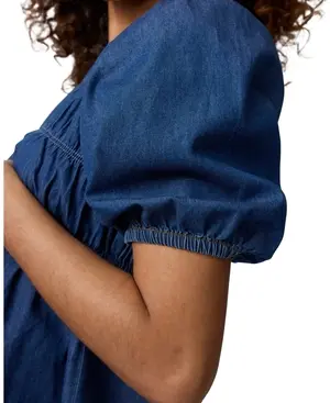 INGRID & ISABEL Chambray Smocked Maternity Top