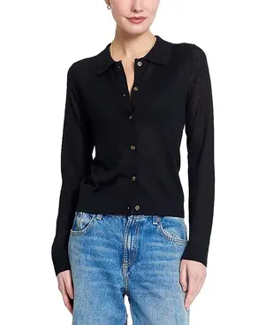 Central Park West Sienna Sheer Isla Button Up Collared Sweater