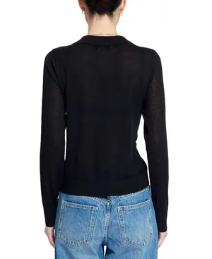 Central Park West Sienna Sheer Isla Button Up Collared Sweater