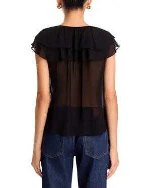 Paige Lucia Sheer Ruffled Blouse