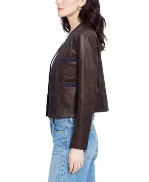 Central Park West Hazel Ribbed Trim Jacket