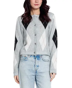 Central Park West Astrid Argyle Cardigan - Grey Combo
