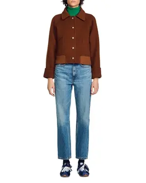 Sandro Anderson Wool Blend Short Coat