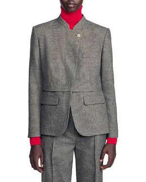 Sandro Vannina Band Collar Suit Jacket
