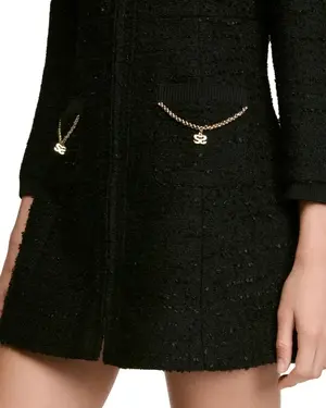 Sandro Axelle Tweed Chain Trim Mini Dress