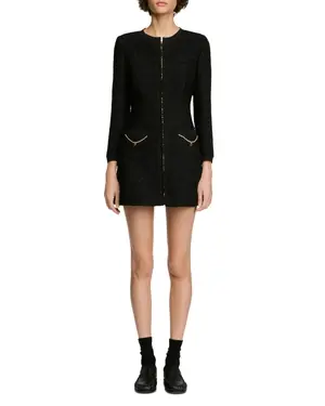 Sandro Axelle Tweed Chain Trim Mini Dress