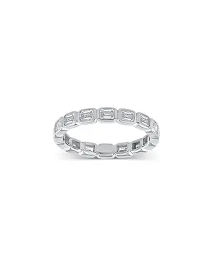 Bloomingdale'S Diamond Emerald Cut Bezel Set Eternity Ring In 14k 1.5 Tcw - White Gold