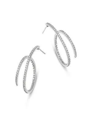 Bloomingdale'S Diamond Coil Hoop Earrings In 14k 0.75 Tcw - White Gold