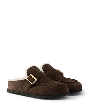 Prada Suede Mules - Dark Brown