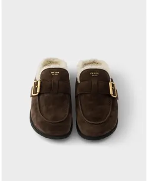 Prada Suede Mules - Dark Brown