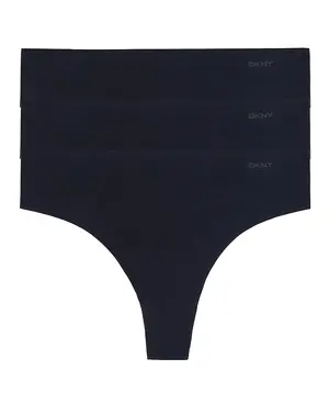 Dkny Seamless Litewear Cut Anywhere Thong 3pk - Black