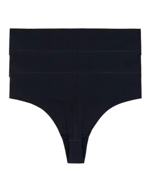 Dkny Seamless Litewear Cut Anywhere Thong 3pk - Black
