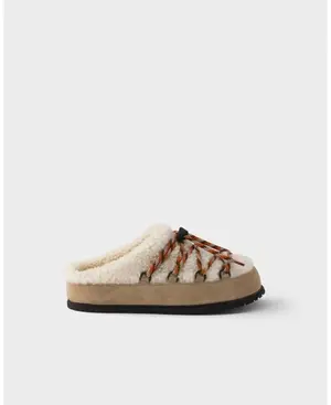 Prada Suede And Shearling Mules
