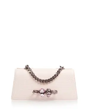 Alexander McQueen Croco Embossed Leather Shoulder Bag - Old Rose