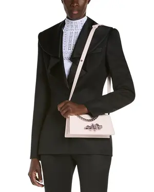 Alexander McQueen Croco Embossed Leather Shoulder Bag