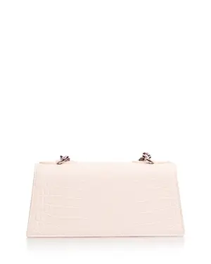 Alexander McQueen Croco Embossed Leather Shoulder Bag