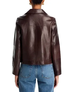 Johnny Was Leather Zipper Pocket Biker Jacket