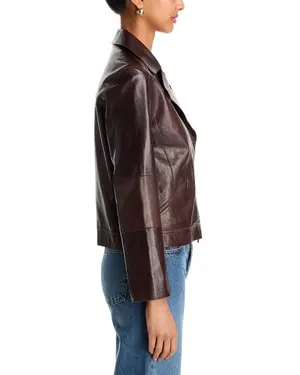 Johnny Was Leather Zipper Pocket Biker Jacket