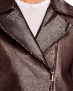 Johnny Was Leather Zipper Pocket Biker Jacket