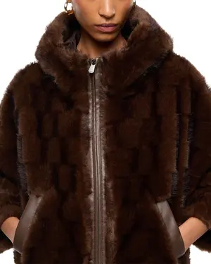 Pinko Cadetia Hooded Faux Fur Jacket