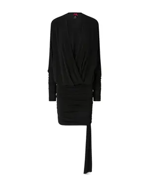 Pinko Plunging Neck Ruched Mini Dress