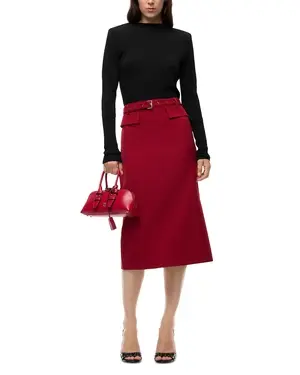 Pinko Gazania Belted Crepe Skirt