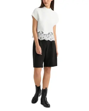 NVLT Mock Neck Lace Hem Sweater