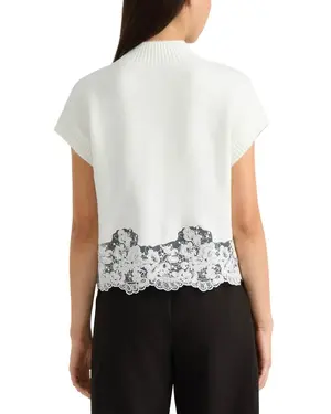 NVLT Mock Neck Lace Hem Sweater