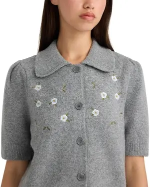 NVLT Embroidered Short Sleeve Sweater