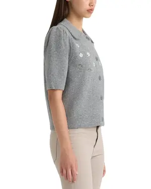 NVLT Embroidered Short Sleeve Sweater