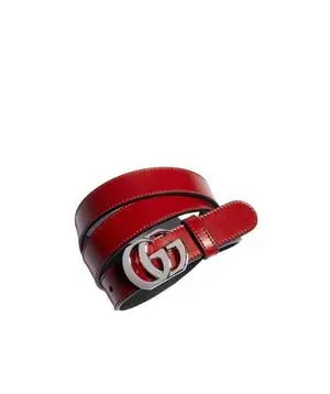 Gucci Thin Belt With Double G Buckle - Red