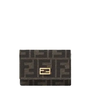 Fendi Tube Card Case Ff Zucca Jacquard Card Case - Brown