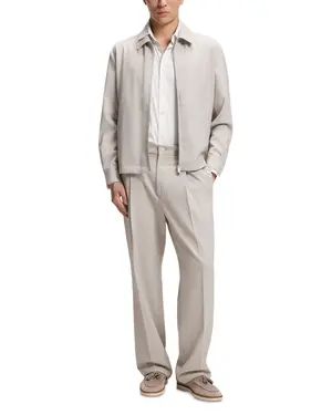BOSS P-carper Performance Wool Slim Fit Zip Blouson Jacket - Light Beige