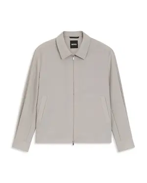 BOSS P-carper Performance Wool Slim Fit Zip Blouson Jacket - Light Beige