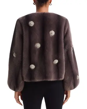 Cinq À Sept Rhinestone Dahlia Faux Fur Benson Coat