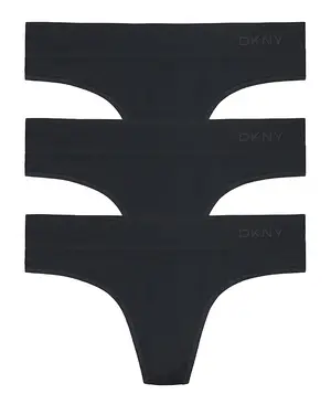 Dkny Seamless Litewear Thong 3pk - Black