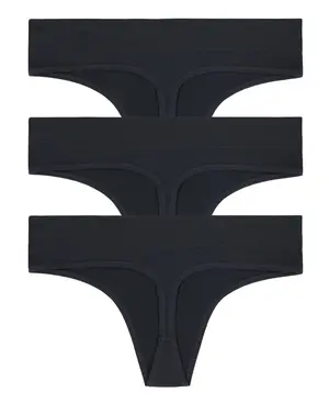 Dkny Seamless Litewear Thong 3pk - Black