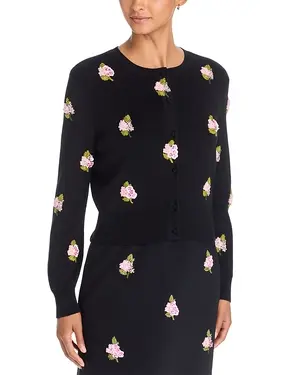Carolina Herrera Silk & Cotton Embellished Cardigan