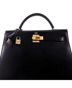 Hermès Kelly 32 Box Calf & Gold Tone Hardware Handbag