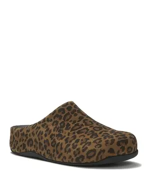 Fitflop Shuv Suede Leopard Print Clogs - Tan/black