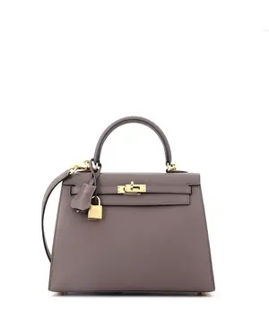 Hermès Kelly 25 Epsom Leather Gold Hardware Handbag - Etain