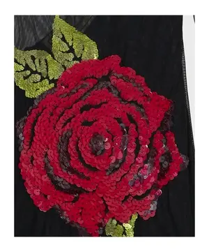 Blumarine Stretch Tulle Dress With Embroidery And Slit