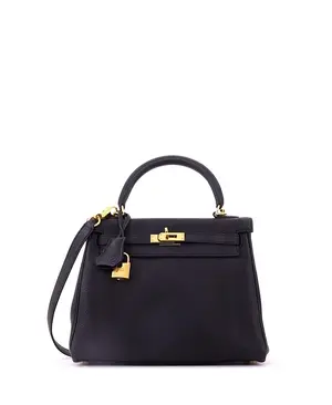 Hermès Kelly 25 Togo Leather Gold Tone Hardware Handbag - Noir