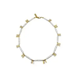 THE BULUMS White / Gold / Silver The Santa Fe Signature Natural Baroque Pearl Necklace - White/gold/silver