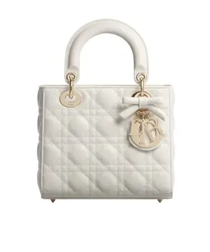 Dior Small Lady Bag With Strap - Latte