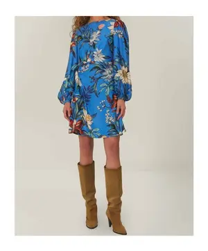 Farm Rio Floral-printed Wrapped Mini Dress